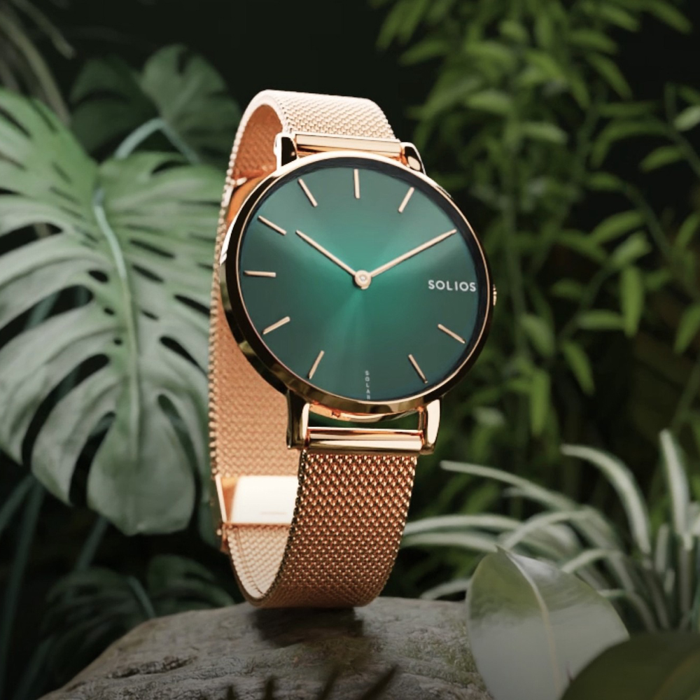 Montre solaire Solios - Cadran vert Rainforest | Idée Cadeau Québec